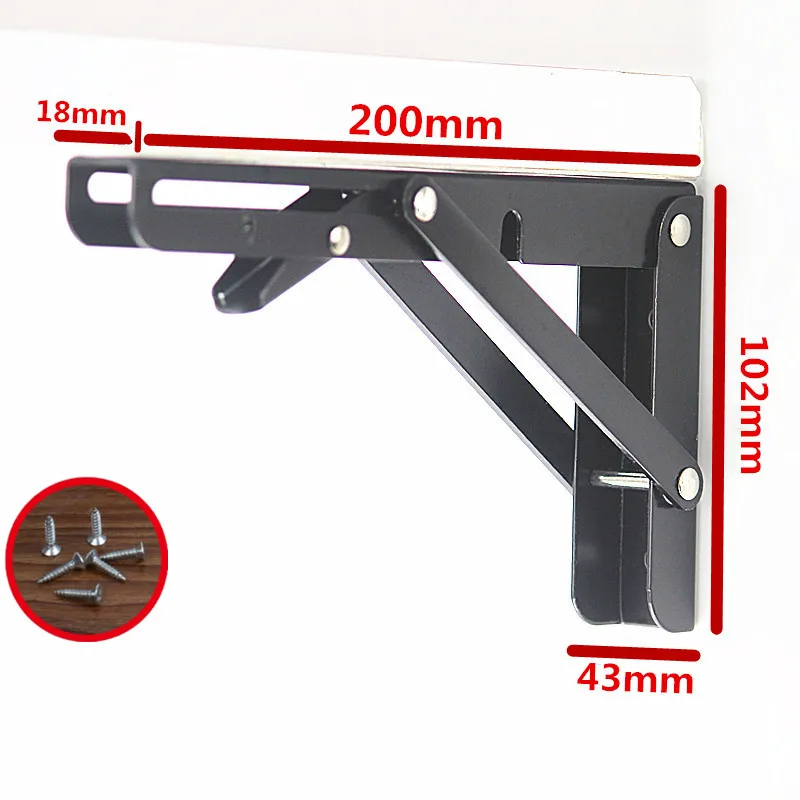 2PCS 8-20 Inch Black Triangle Folding Angle Bracket Heavy Support ...