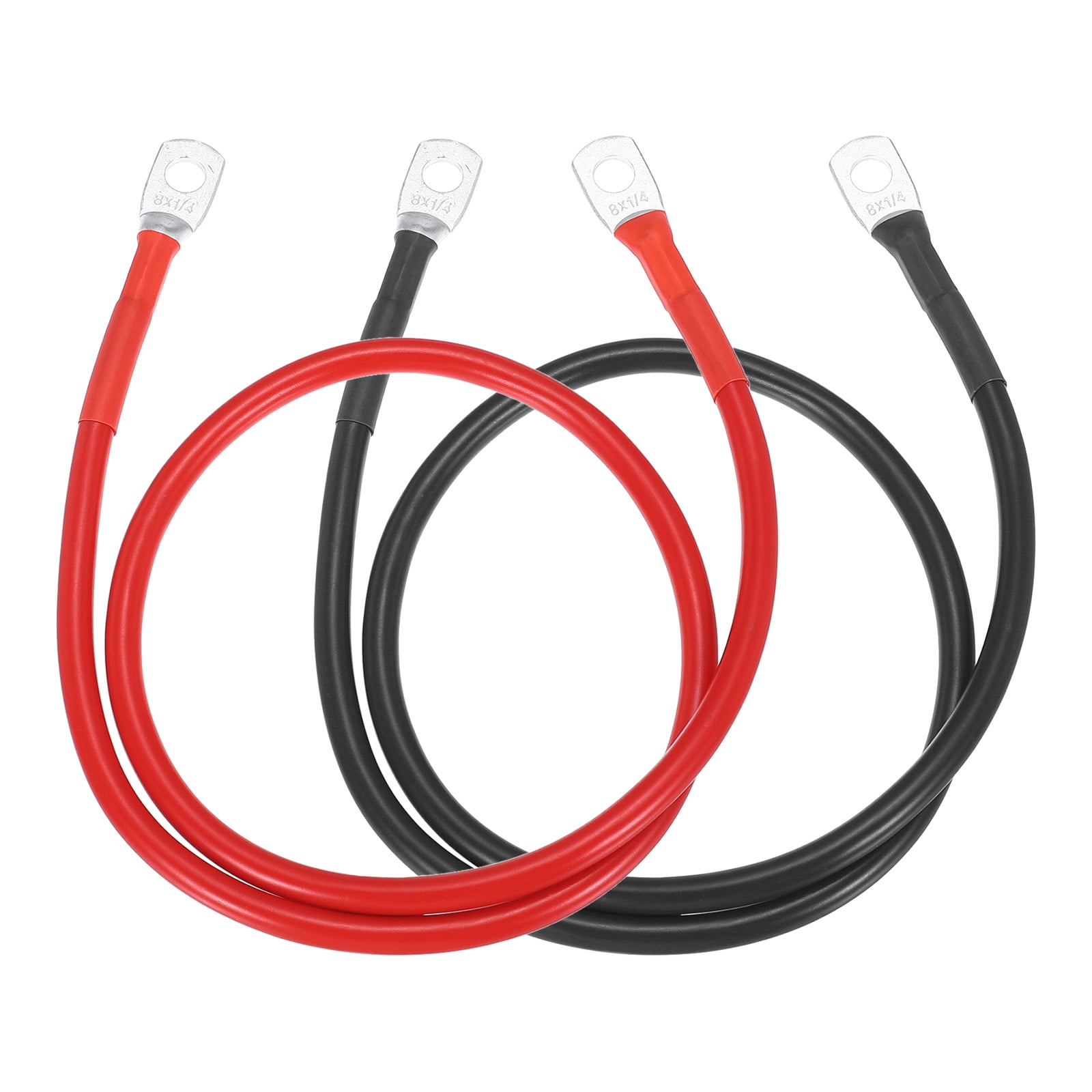 2PCS 8 AWG Battery Cable, 2ft Battery Inverter Cables with 1/4" Ring Terminals for Marine Solar ...