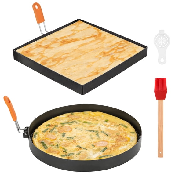 2PCS 8" Omelette Rings Set, Round and Square Griddle Omelette Mold, Non ...