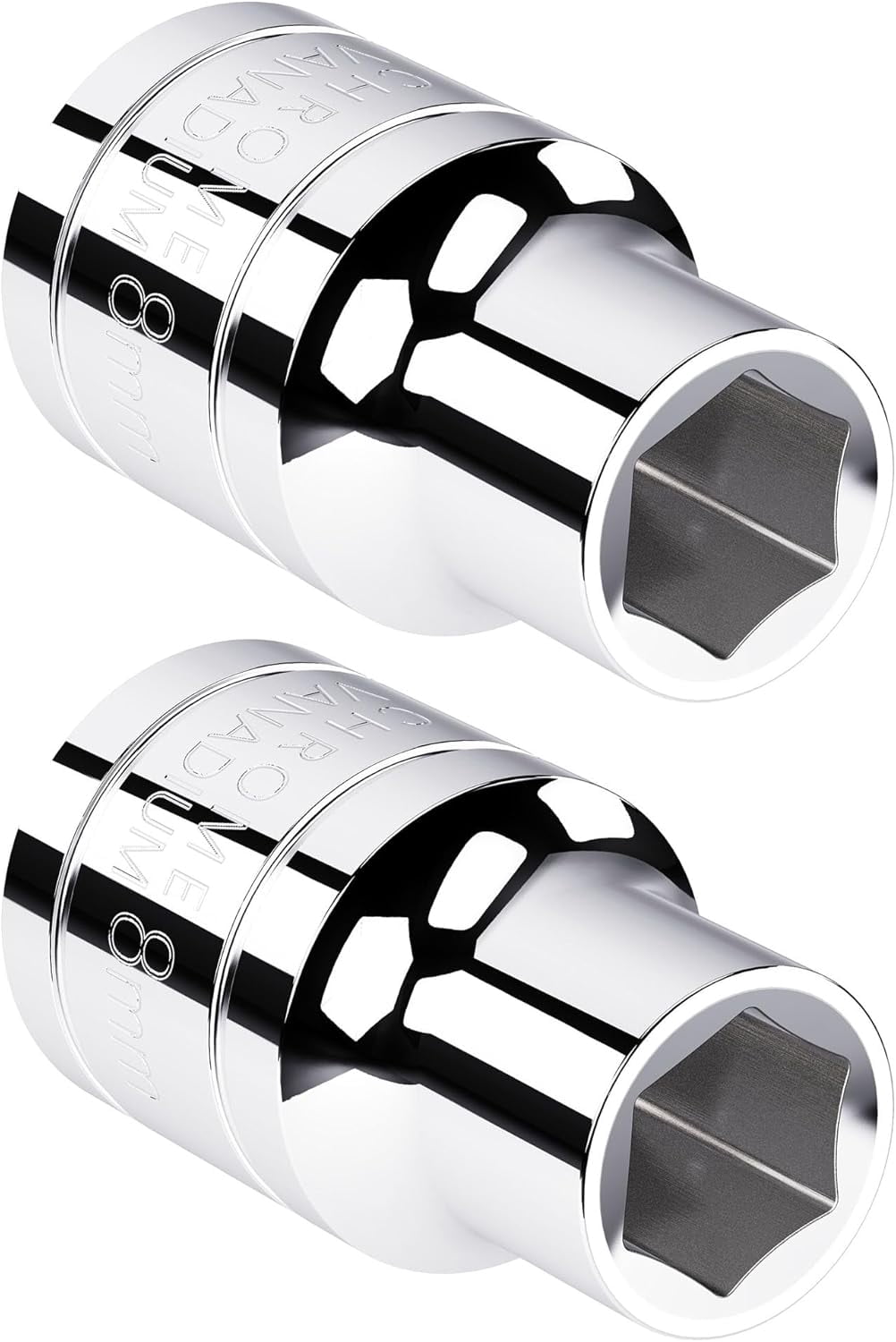 2PCS 8mm Shallow Socket, 1/2 Inch Drive, 6-Point, Metric, Heat Treated ...