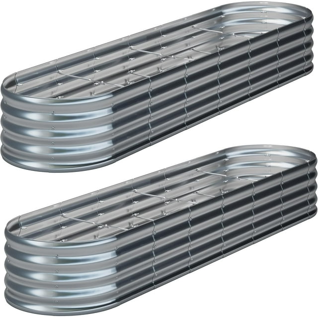2PCS 8x1.8x1FT Galvanized Raised Garden Bed,Raised Garden Bed Kit-Oval ...