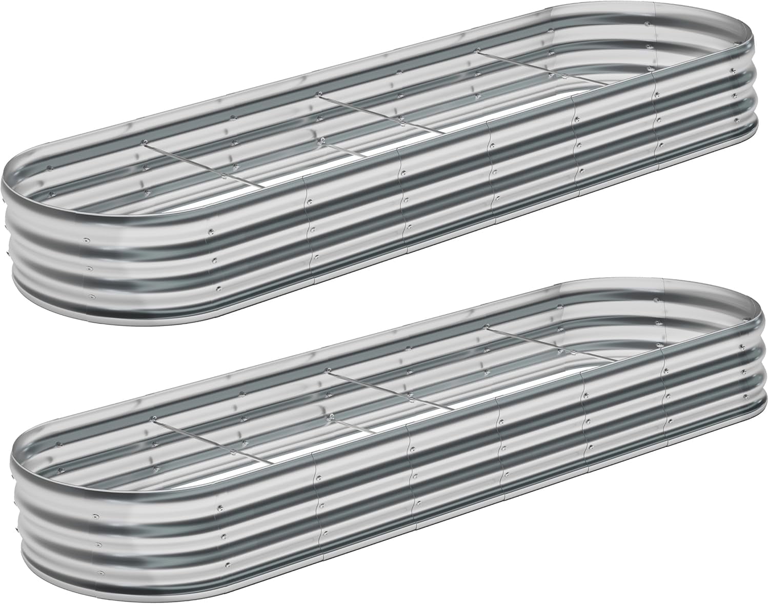 2PCS 8x2x1FT Galvanized Raised Garden Bed Kit,Vegetable Boxes-Oval ...