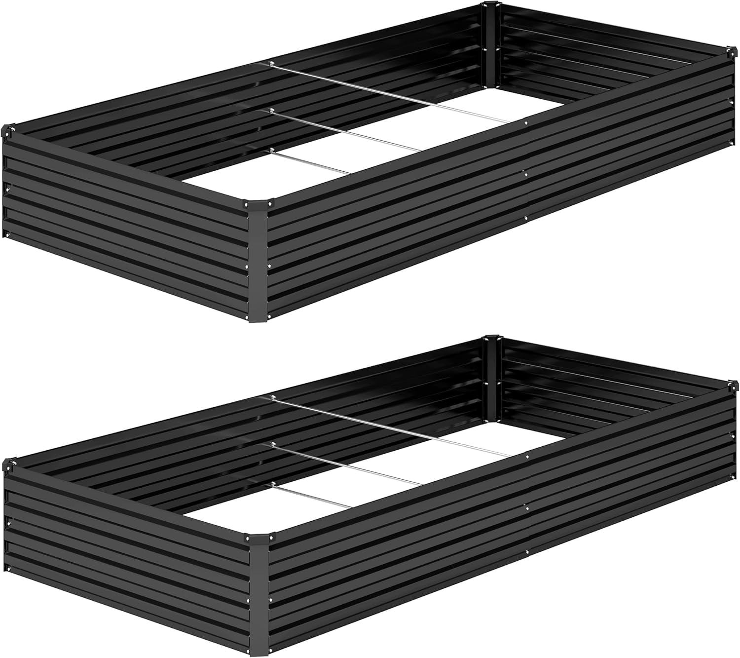 2PCS 8x4x1FT Galvanized Raised Garden Bed Kit,Vegetable Boxes-Rectangle ...