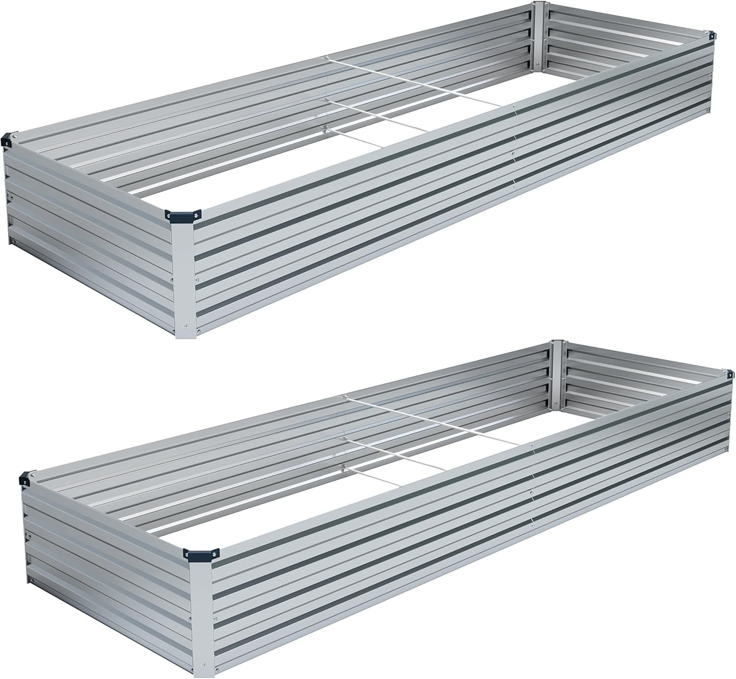 2PCS 8x4x1FT Galvanized Raised Garden Bed Kit,Vegetable Boxes-Rectangle ...