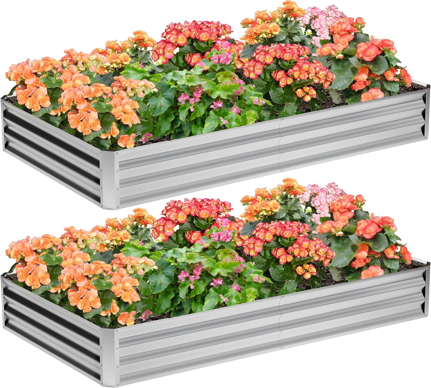 2PCS 8x4x1FT Galvanized Raised Garden Bed,Planter Raised Beds-Metal ...