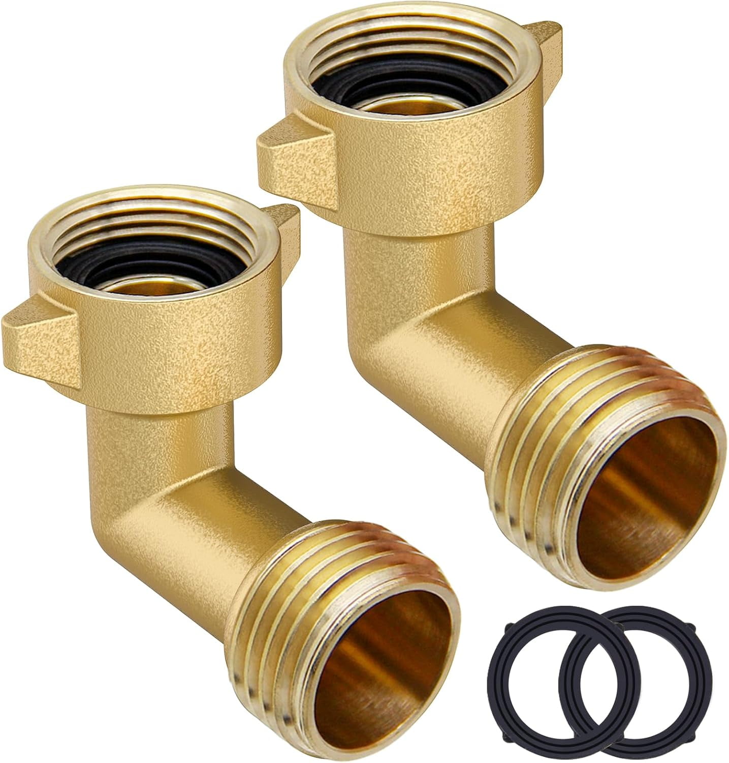 2PCS 90 Degree Hose Elbow，Garden Hose Fittings，Solid Brass Adapter,Hose ...