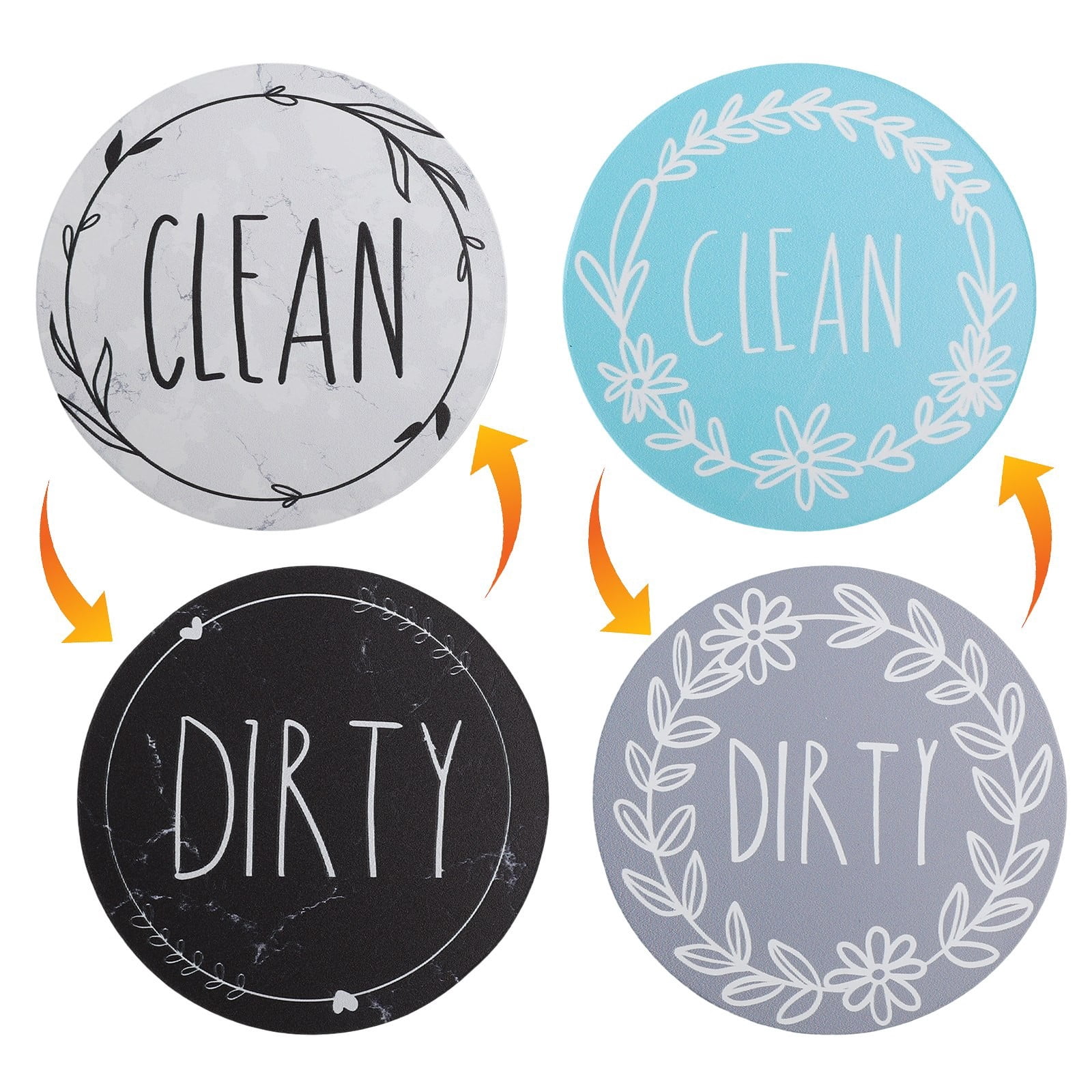 2PCS 9CM Dishwasher Double-Sided Magnetic Clean Dirty Clean Sign ...