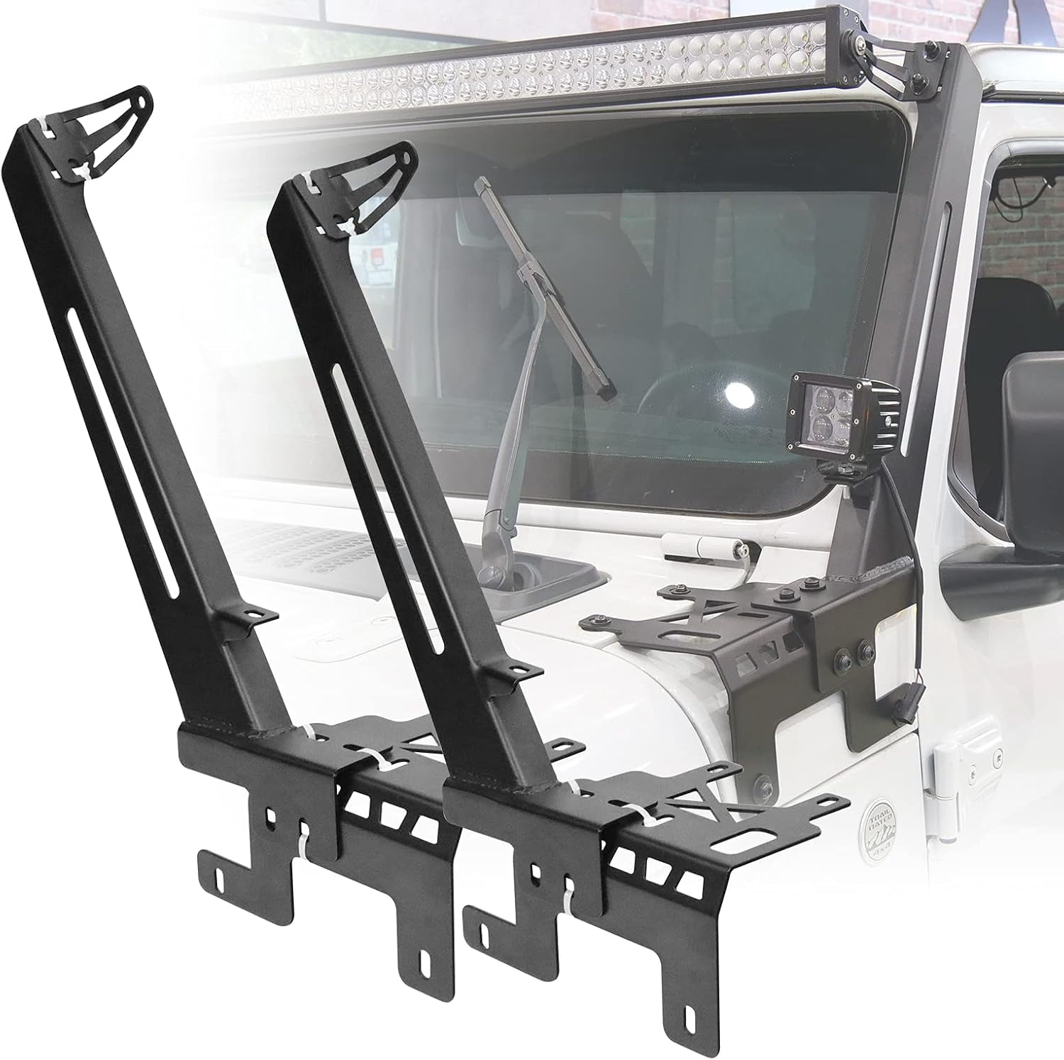 2PCS A-Pillar LED Lights Bar Mounting Brackets for 2018-2025 Jeep ...