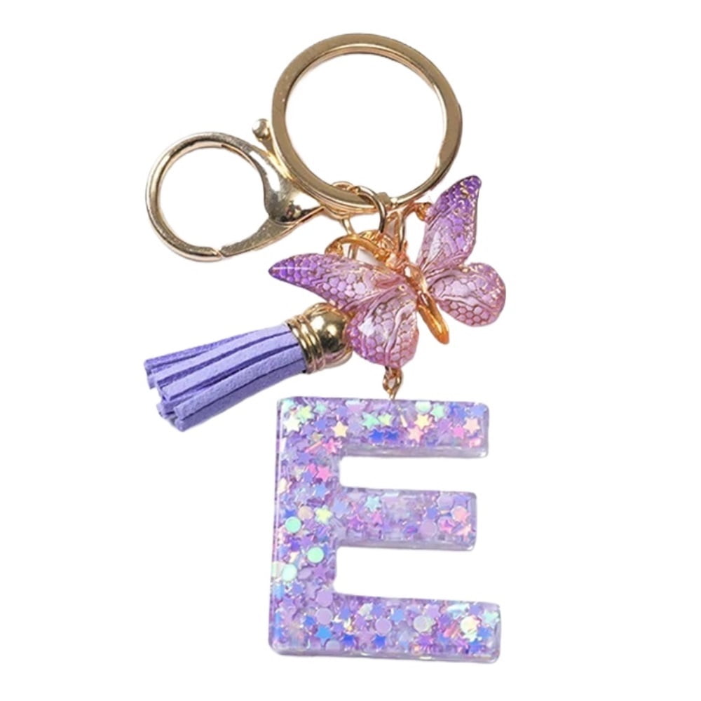 2PCS A To Z Purple Stars Filled Letter Keychain 26 Initials Alphabet ...