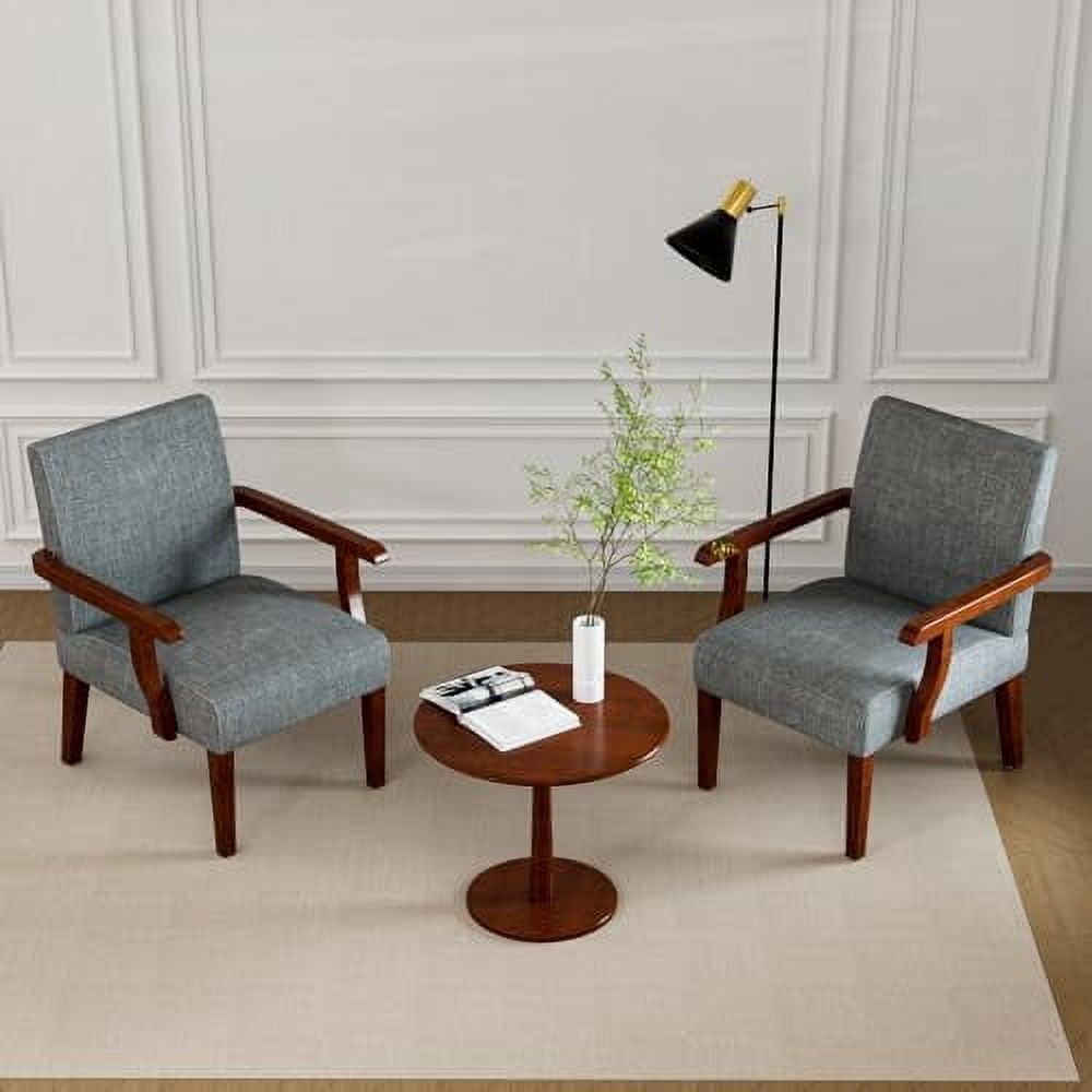 2PCS Accent Chairs with Table Set, Fabric Upholstered Modern Accent ...