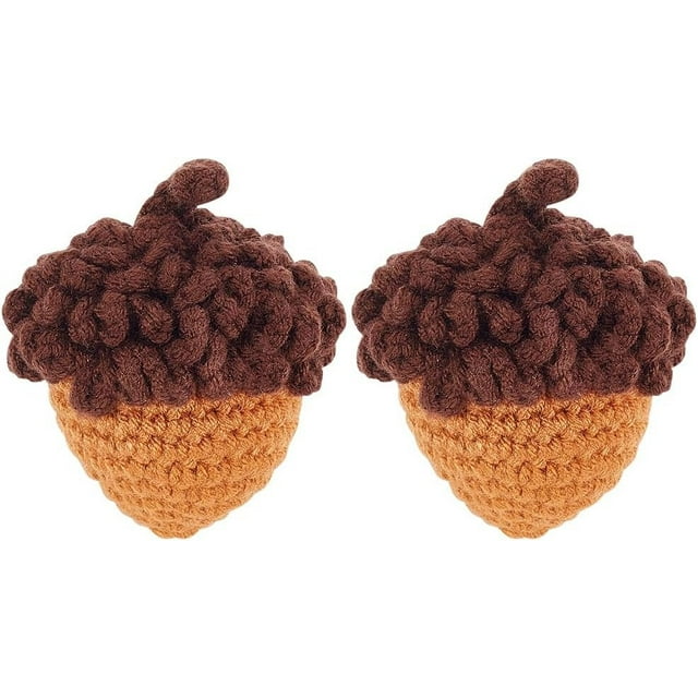 2PCS Acorn Ornaments 67x46x41mm Woolen Yarn Acorn Crochet Pendant Brown ...