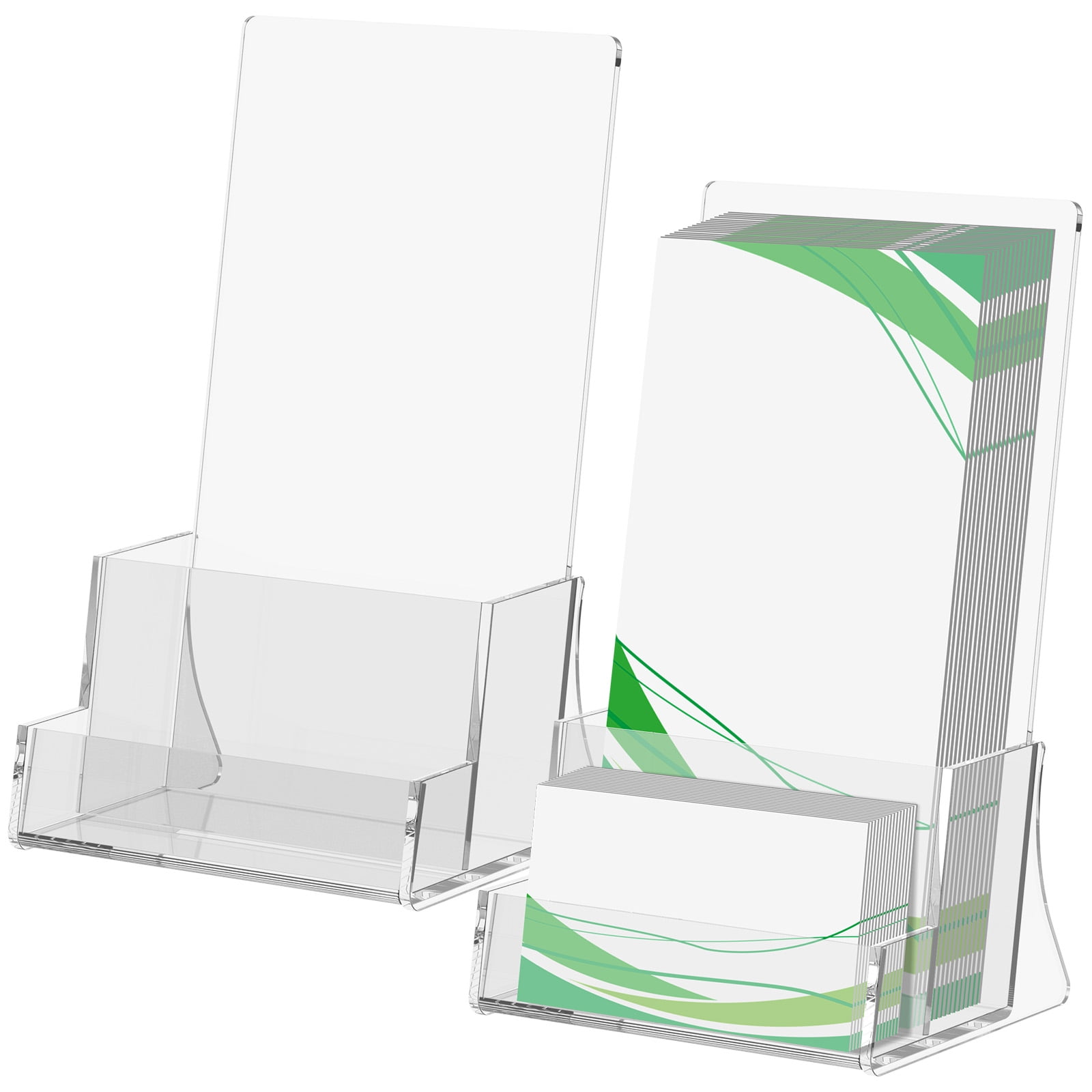 2PCS Acrylic Brochure Holder 4.45" Clear Flyer and Business Card ...