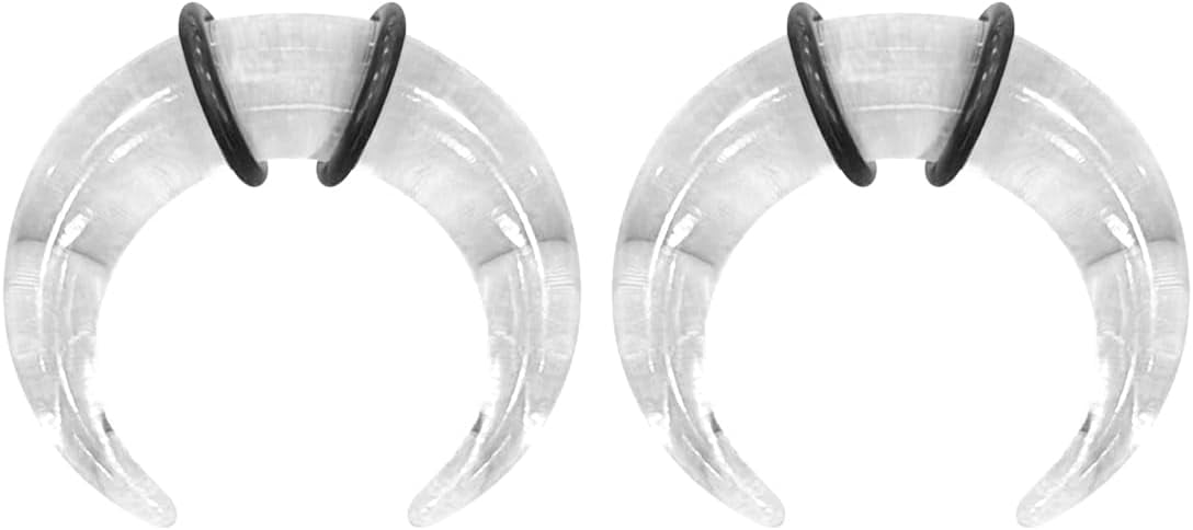 2PCS Acrylic Clear Buffalo Horseshoe Pincher Tapers Nose Septum Rings ...