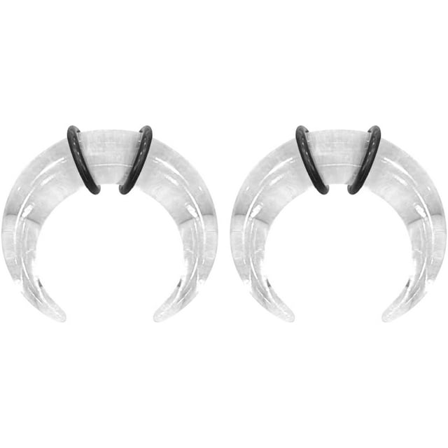 2PCS Acrylic Clear Buffalo Horseshoe Pincher Tapers Nose Septum Rings ...
