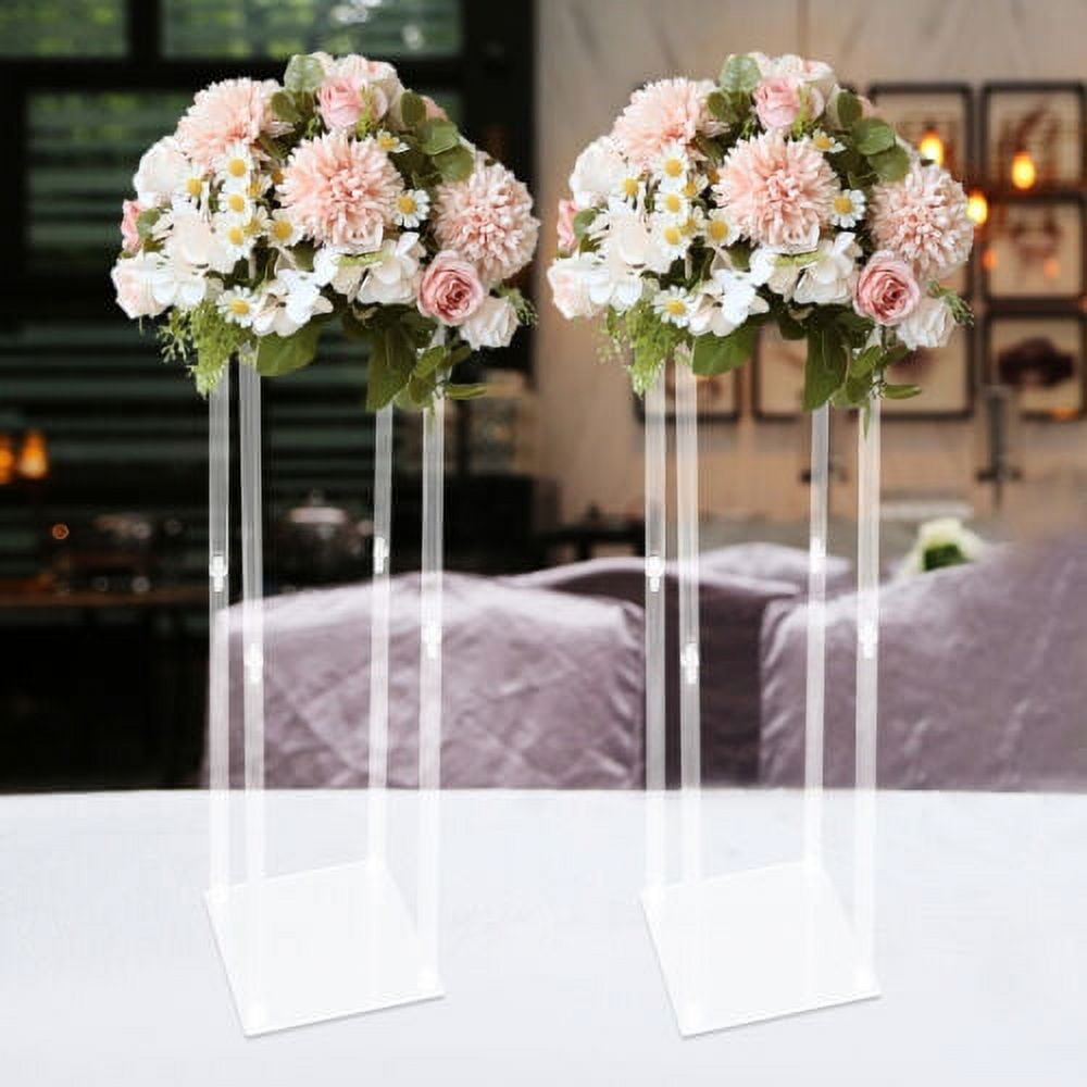 2PCS Acrylic Flower Stand Column Vase Centerpieces Clear Wedding Party ...