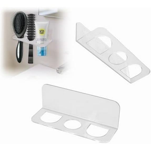 2PCS Acrylic Hair Brush Holder Adhesive Hair Tool Organizer Clear Hairs ...
