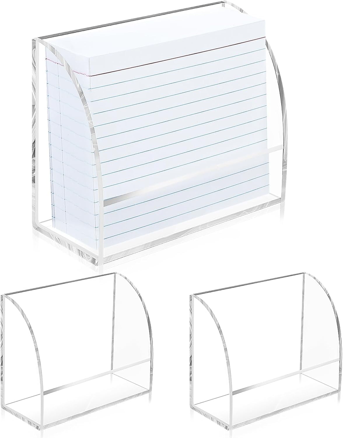 2PCS Acrylic Index Card Holder 4x6 Black Note Card Organizer Box Card ...