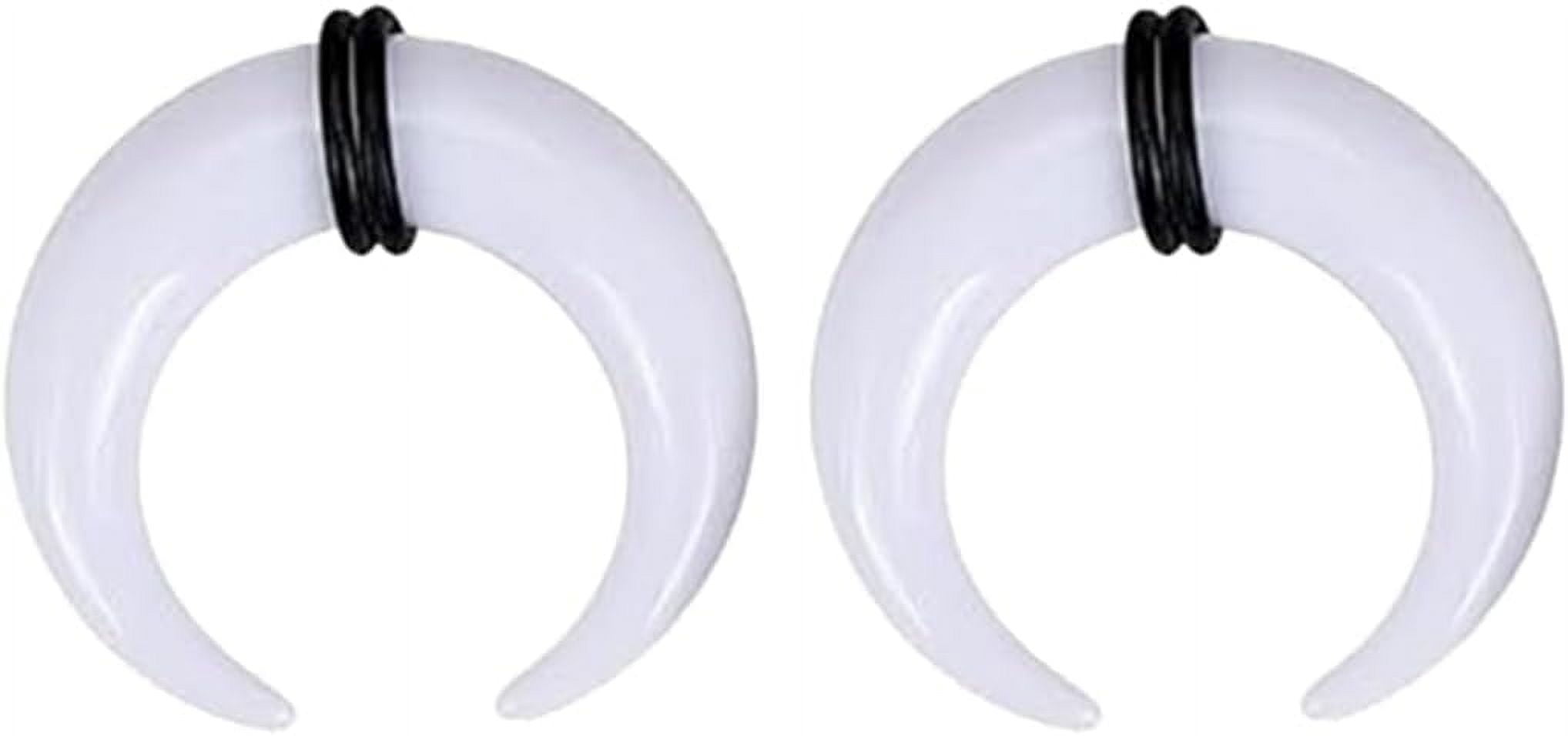 2PCS Acrylic White Pincher Tapers Septum Ring 00G Horseshoe Nose ...