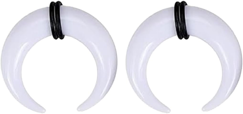 2PCS Acrylic White Septum Horseshoe Rings 6G Pincher Tapers Stretcher Expander Piercing Gauges ...