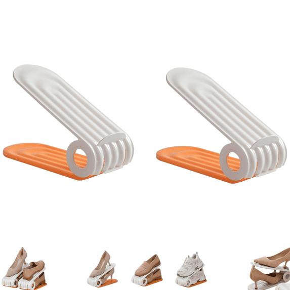 2PCS Adjustable Double Layer Shoe Stackers, 4-Level Height Shoe Slots ...