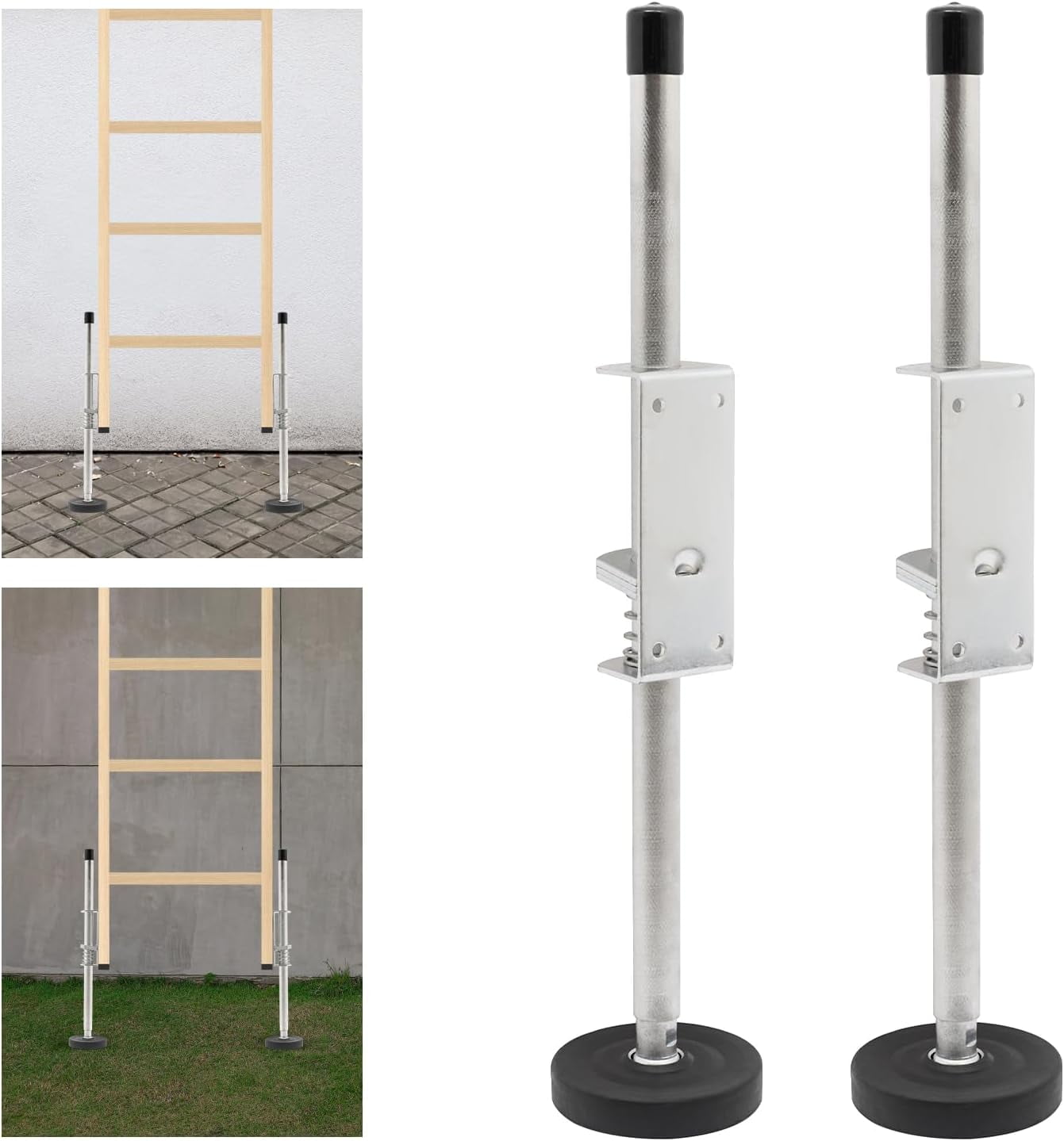 2PCS Adjustable Ladder Leveler, with Rubber Feet Ladder Stabilizer Feet ...