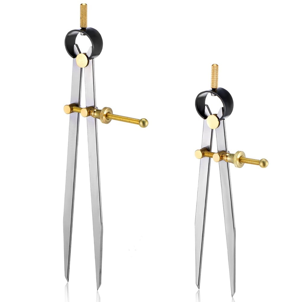 2PCS Adjustable Lockable Spring Wing Divider Calipers, Steel Leather ...