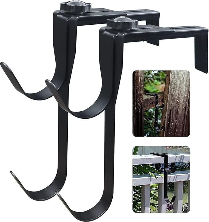 2PCS Adjustable Pool Pole Hangers, Metal Fence Hooks Pool Tool Holder ...