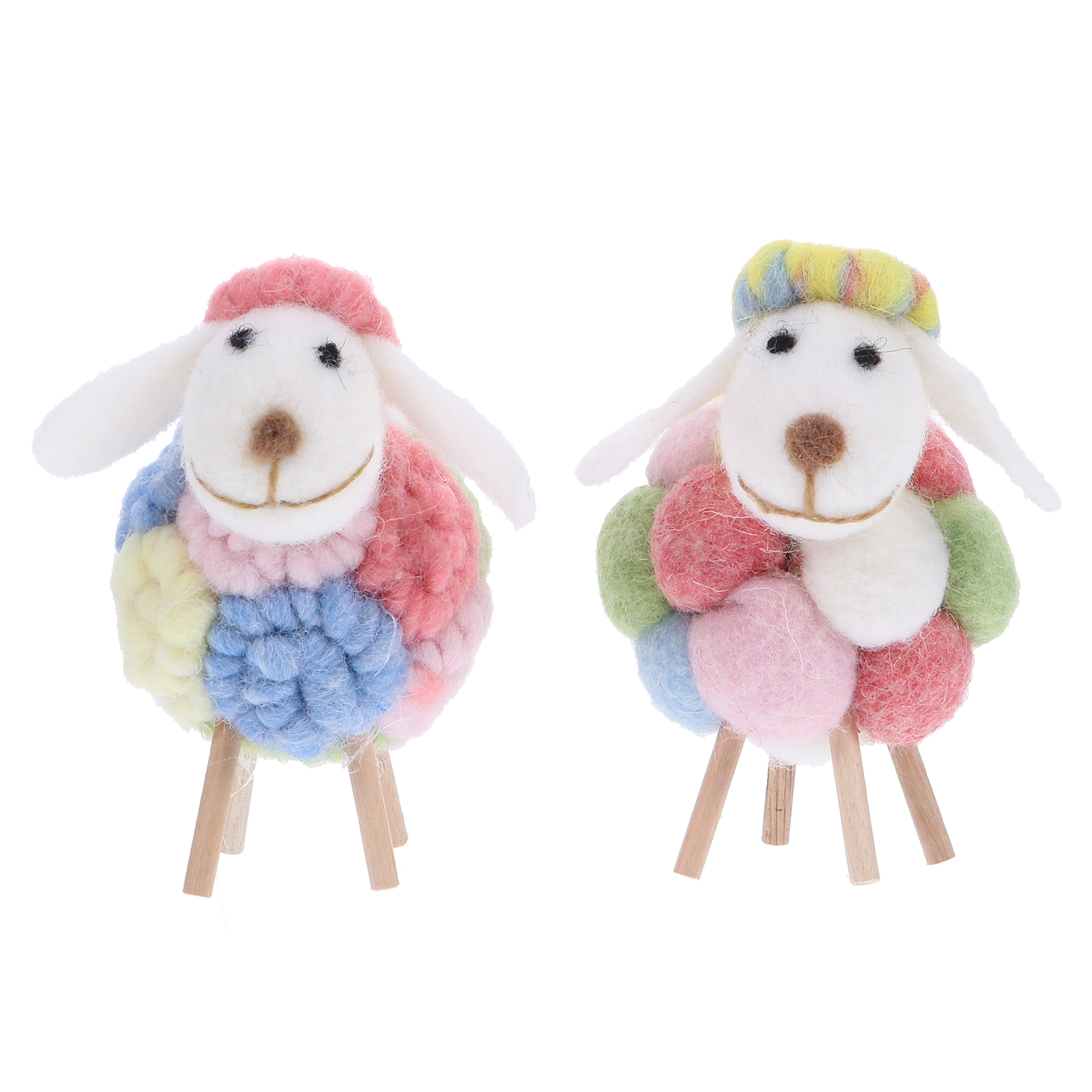 2PCS Adorable Sheep Figurine Wool Felt Craft Lamb Table Desktop ...