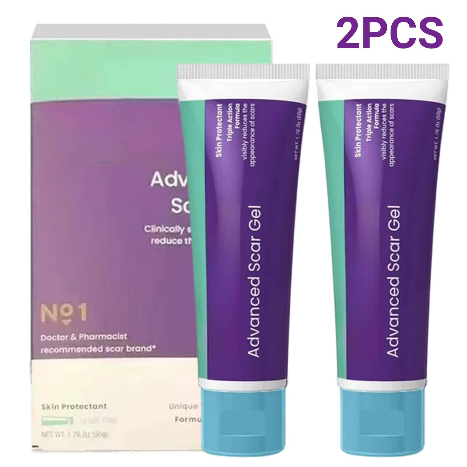 2PCS Advanced Scar Gel - Treats Old and New Scars of Acne, Stitches ...