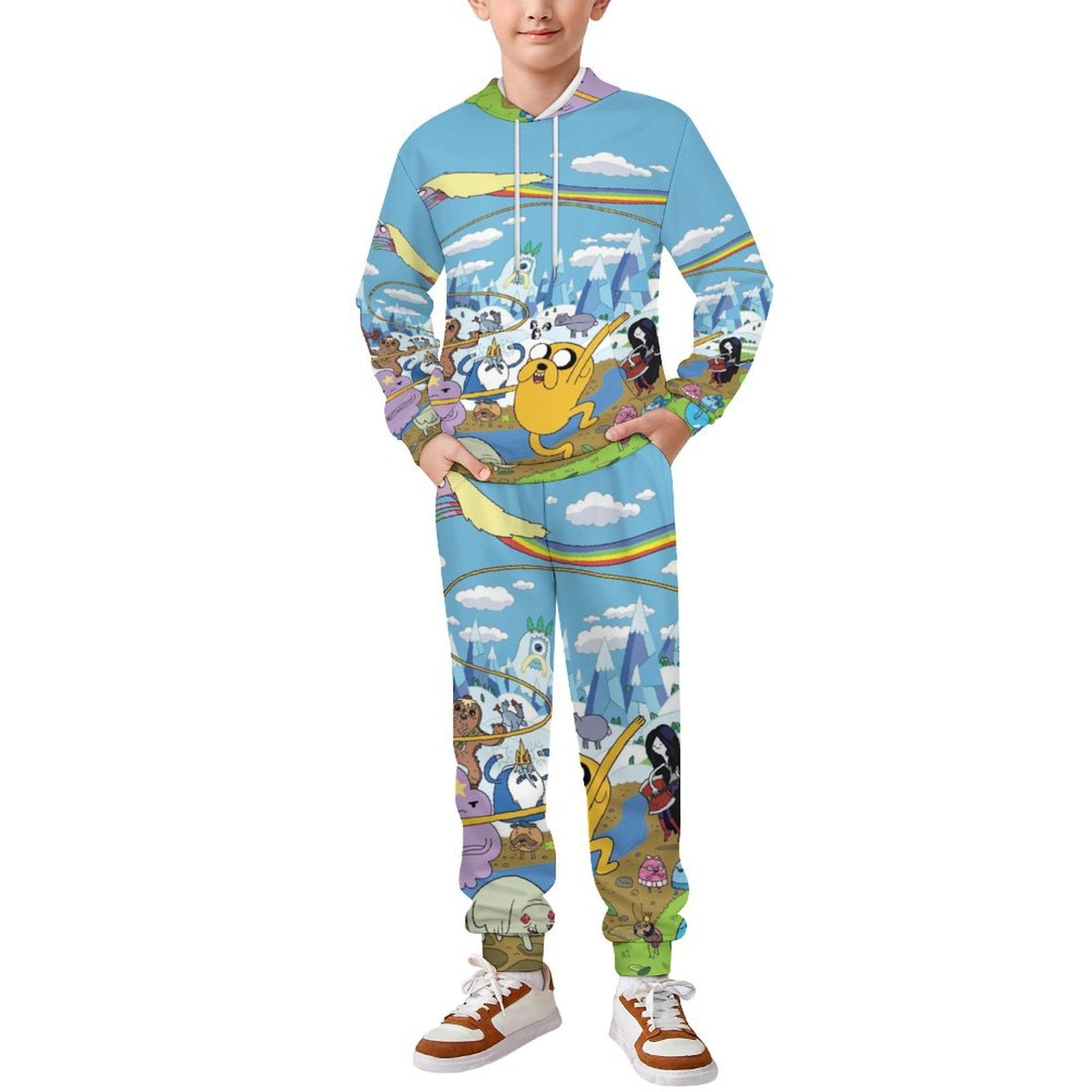 2PCS Adventure Cartoon Time Tracksuit Outfit Hoodie Sweatshirt & Jogger ...