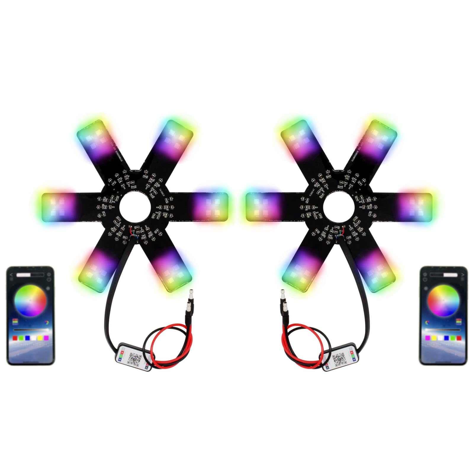 2PCS Air Cleaner LED KEF16 Light 7.8" RGB Truck Decorative Hex Style ...