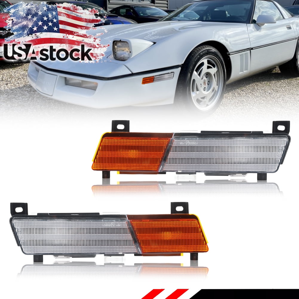 2PCS Amber & Clear Lens Front Bumper Turn Signal Lights Side Marker Lights Turn Warning Lights ...