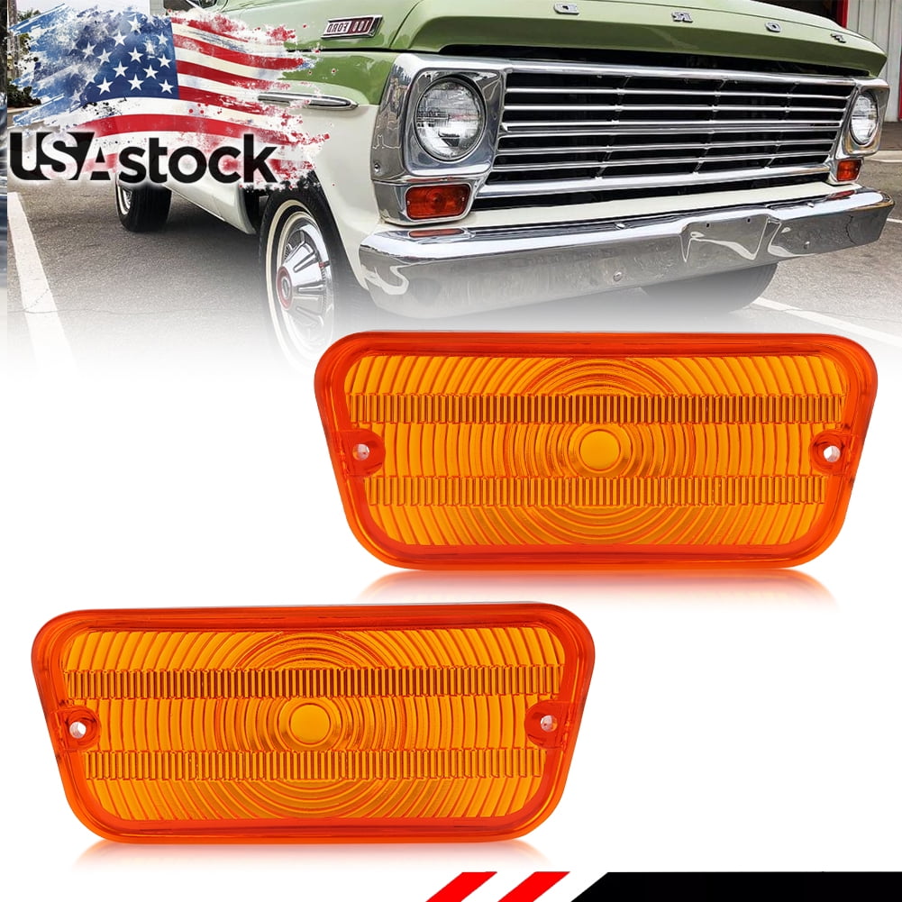 2PCS Amber Lens Front Bumper Turn Signal Lights Side Marker Lights Turn Warning Lights Parking ...