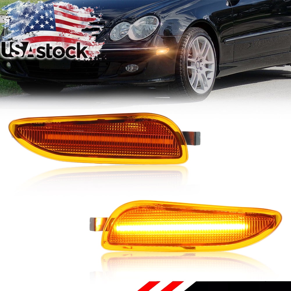 2PCS Amber Lens Front Corner Side Marker Light Fender Light Turn Signal Light Turn Warning Light ...