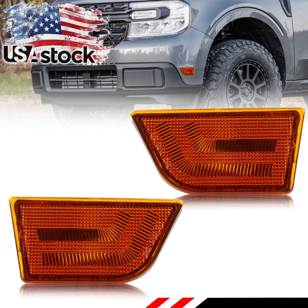2PCS Amber Lens Front Corner Turn Signal Lights Side Marker Lights Turn Warning Lights Parking ...