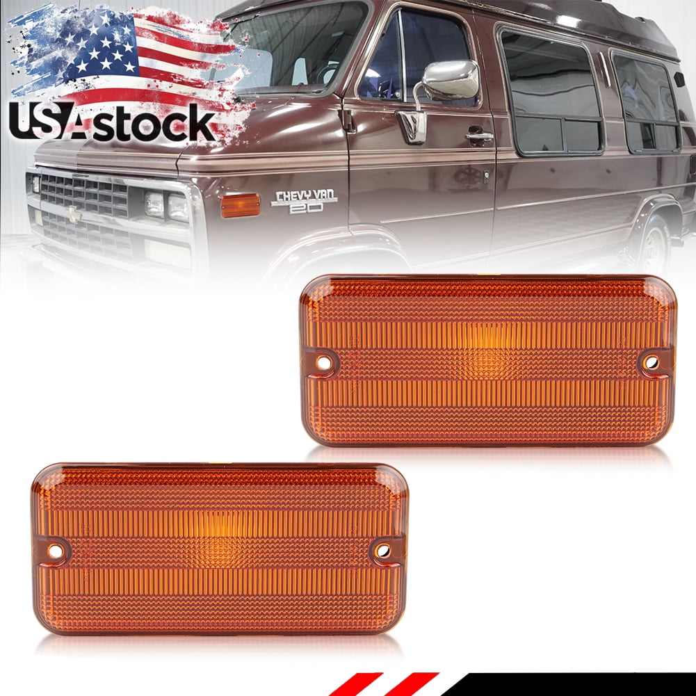 2PCS Amber Lens Front OR Rear Side Marker Light Fender Light Turn Signal Lights Turn Warning ...