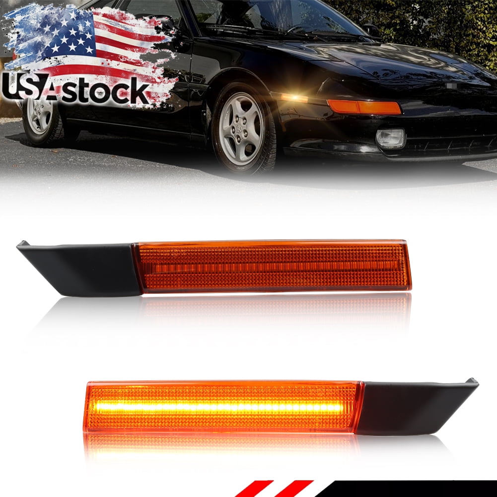2PCS Amber Lens Front Side Marker Light Fender Light Turn Signal Light ...