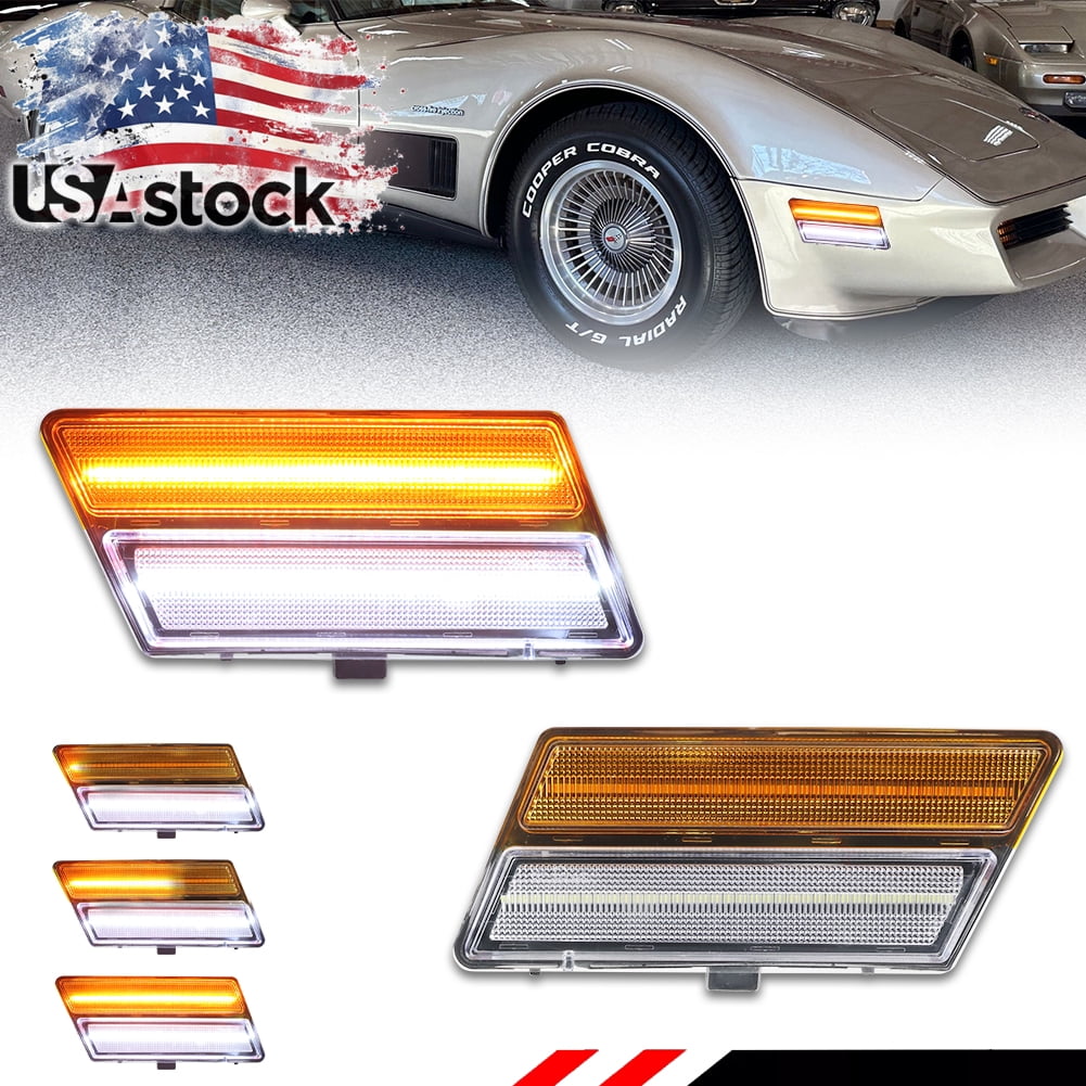 2PCS Amber Lens Front Side Marker Light Fender Light Turn Signal Light Turn Warning Light with ...
