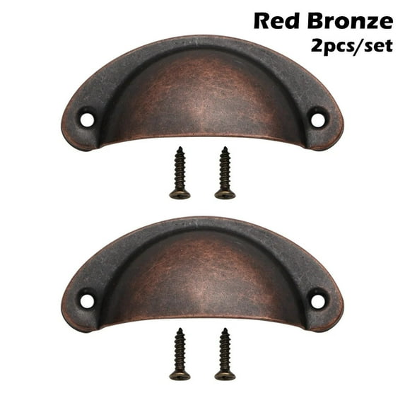 2PCS Antique Brass Shell Pull Handles Retro Iron Wardrobe Door 98MM ...