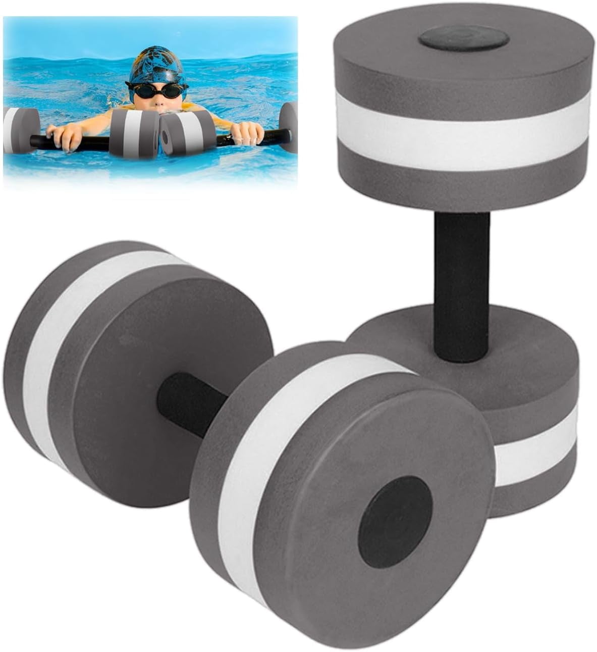 2PCS Aquatic Foam Dumbbells for Water Aerobics - Buoyant Pool Fitness ...