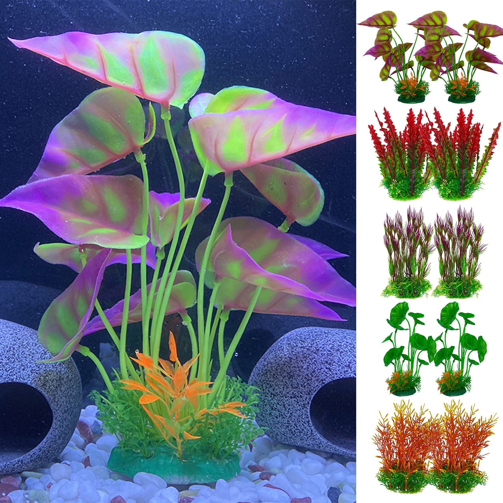 2PCS Artificial Aquarium Seaweed Decor - Fake Water for Fish Tank ...