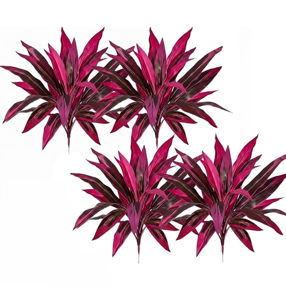 2PCS Artificial Boston Fern & Dragon's Blood Tree, UV Resistant Pink ...