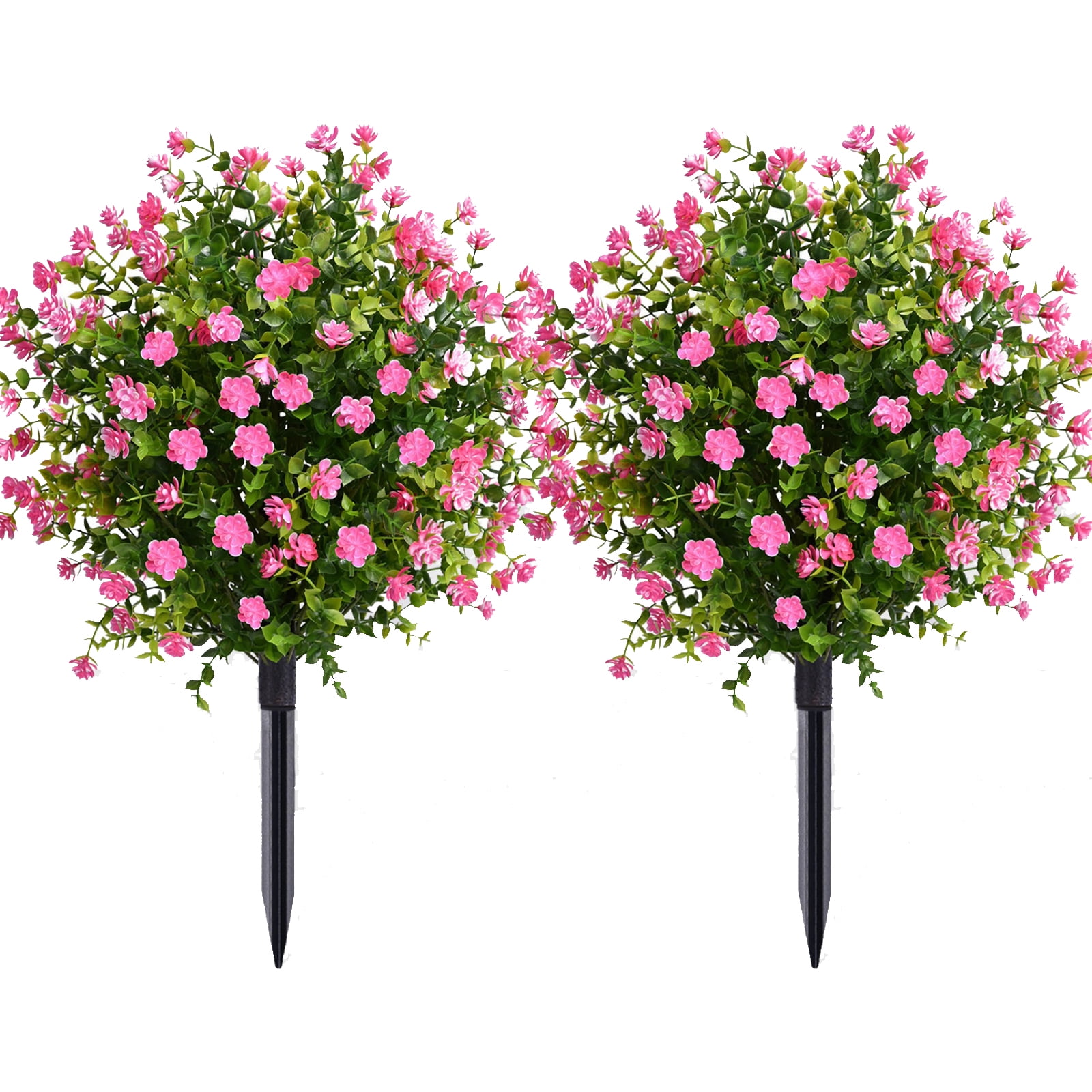 2PCS Artificial Boxwood Topiary Ball Trees with Gypsophila Flowers for ...
