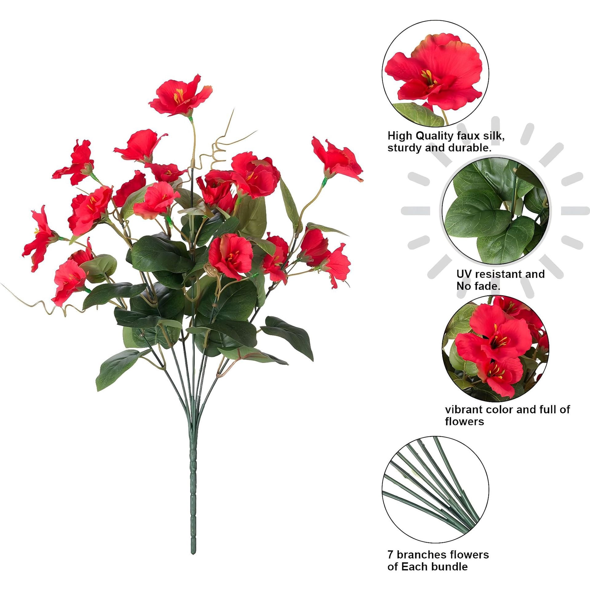 2PCS Artificial Fake Flowers Plants for Outdoor Outside Spring Summer ...