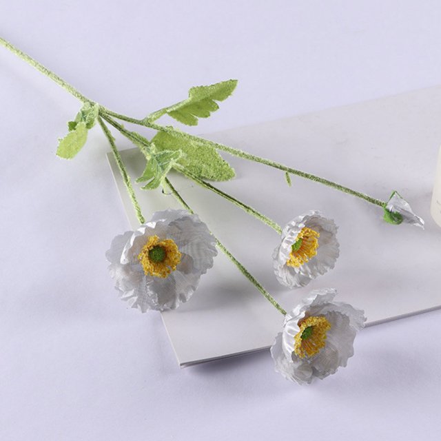 2PCS Artificial Flower Fake Long Stem Silk Flowers Garden Table Vase ...