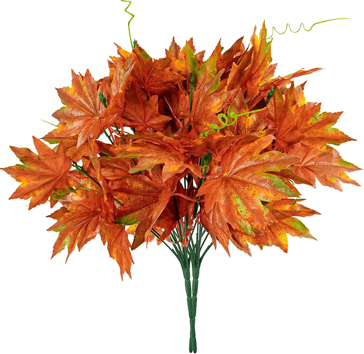 2PCS Artificial Maple Leaf Shrubs Fake Fall Leaves Bundles Autumn Faux ...