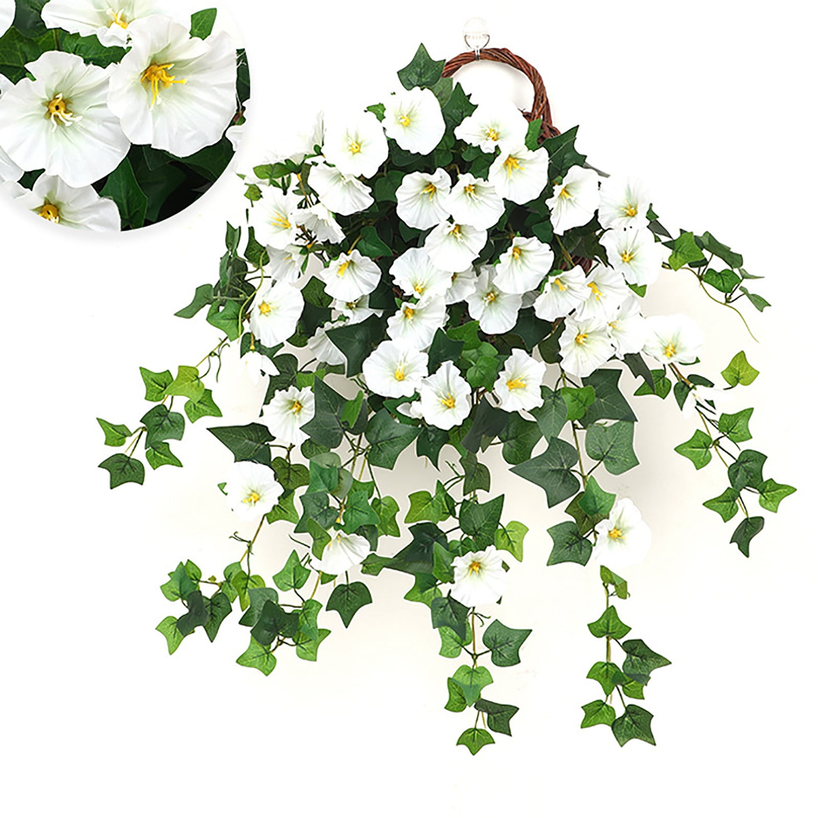 2PCS Artificial Morning Plants Hanging Plants, 25.5 in Faux Flowers ...