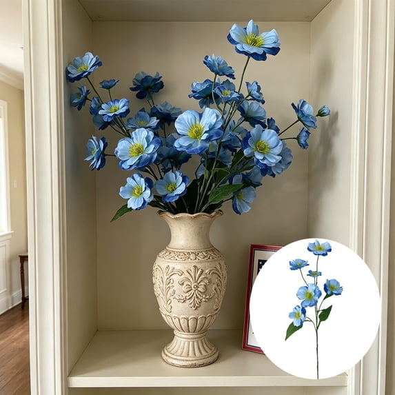 2PCS Artificial Red White Blue Flower Branches - Simulation Butterfly ...