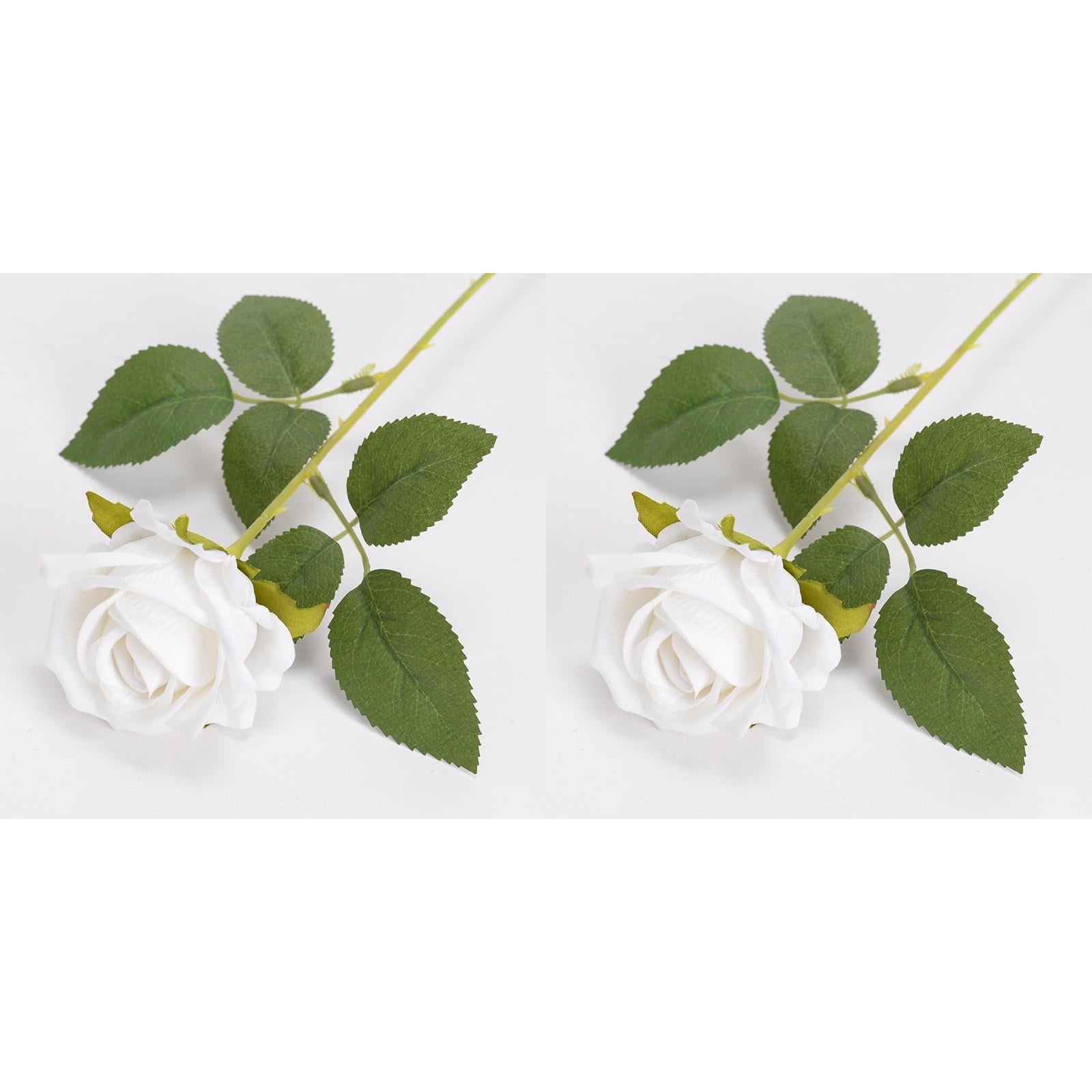 2PCS Artificial Silk Rose Flowers Realistic Roses Bouquet Long Stem for ...