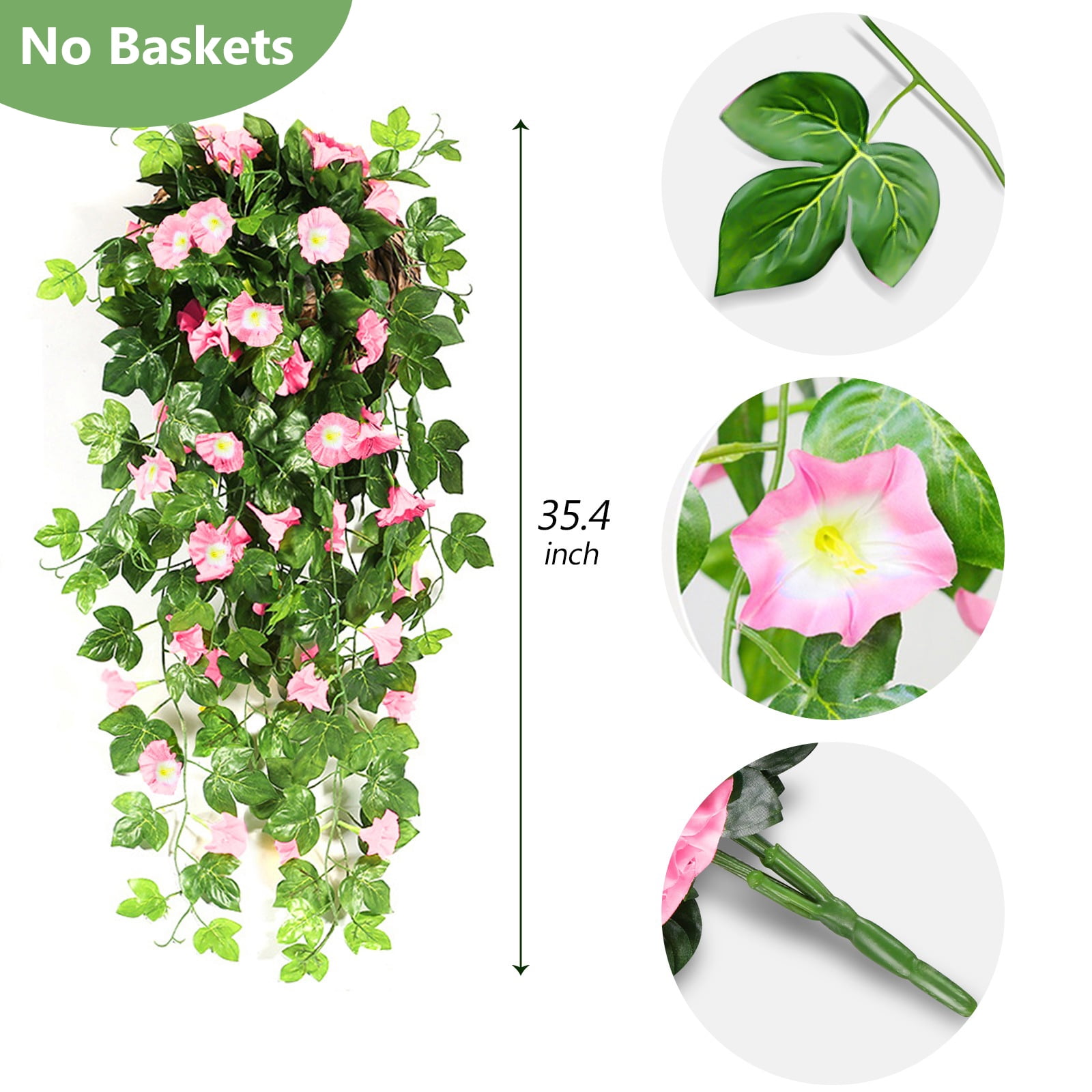 2PCS Artificial Vine Flowers Lifelike Trumpet Flower, Fuchsia Hanging ...
